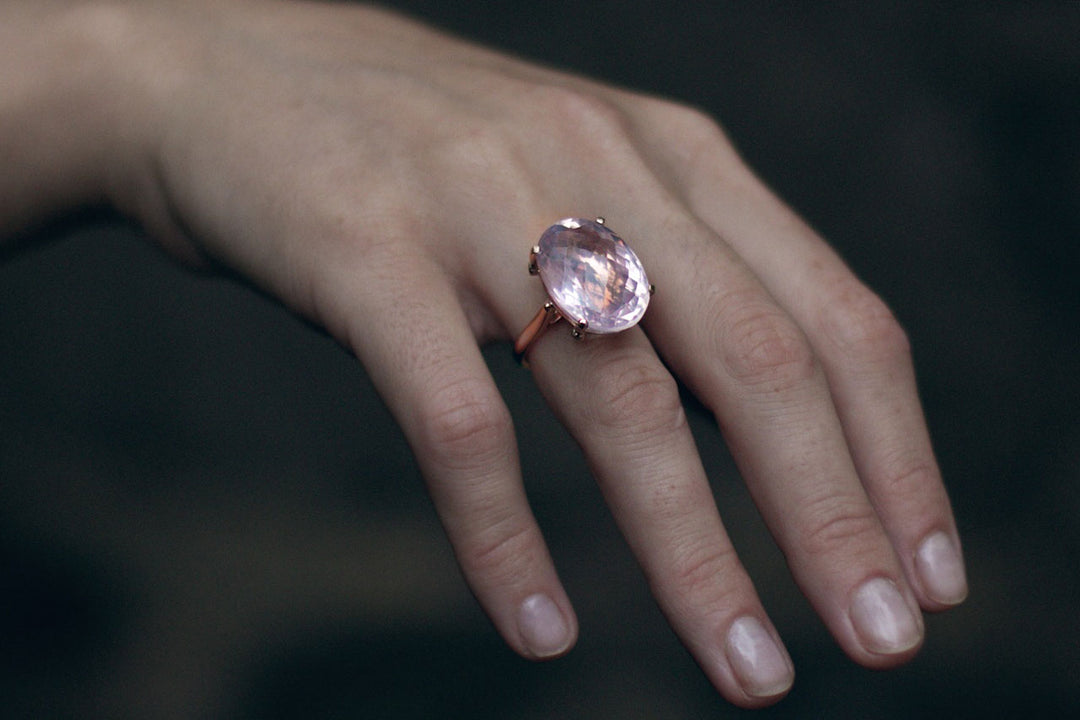 Rose Quartz & Diamond Cocktail Ring – Moira Patience